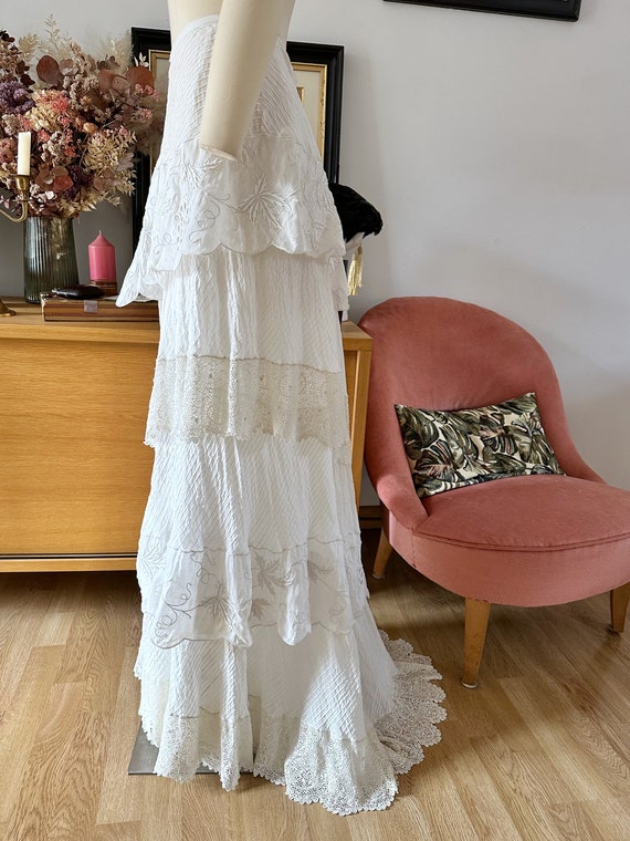 RARE ! Antique skirt c.1908 - Edwardian wedding skirt - Gem