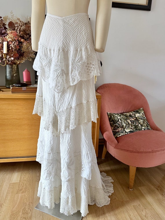 RARE ! Antique skirt c.1908 - Edwardian wedding skirt - Gem