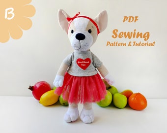 PDF Dog Puppy Sewing Pattern & Tutorial, Dog Sewing Pattern, Dog Plush ...