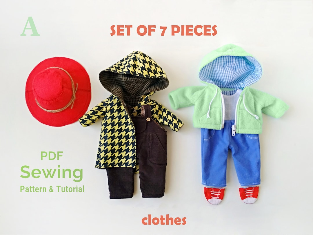 Doll Clothes Sewing Pattern: Blouse, Pants, Coat, Overalls (category-a ...