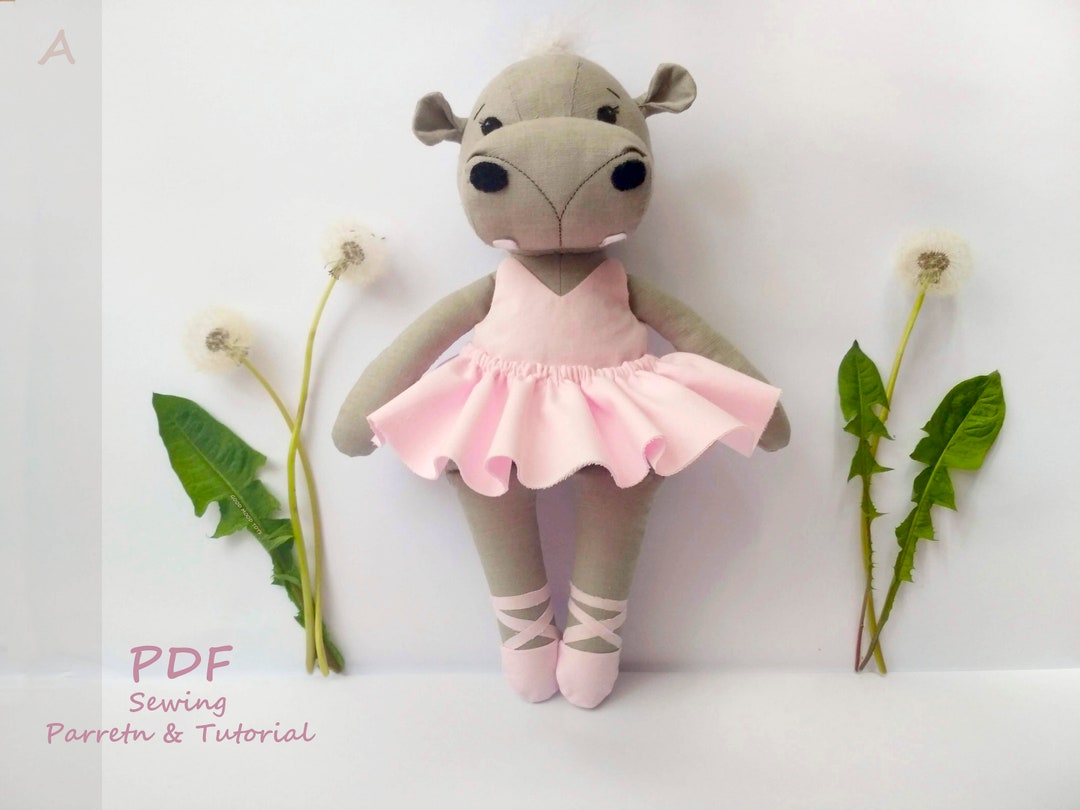 PDF Hippo With Clothes Sewing Pattern & Tutorial, Hippo Plush, Stuffed ...