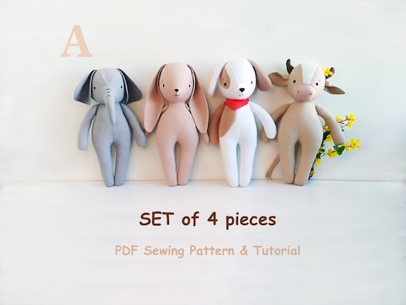 SET 4 Stuffed Animal Doll Sewing Pattern Tutorial Set of - Etsy Canada