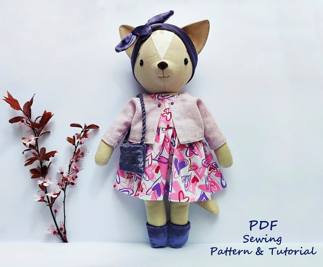 PDF Cat With Clothes Sewing Pattern & Tutorial, Kitten Sewing Pattern, Cat Plush PDF, Tutorial ...