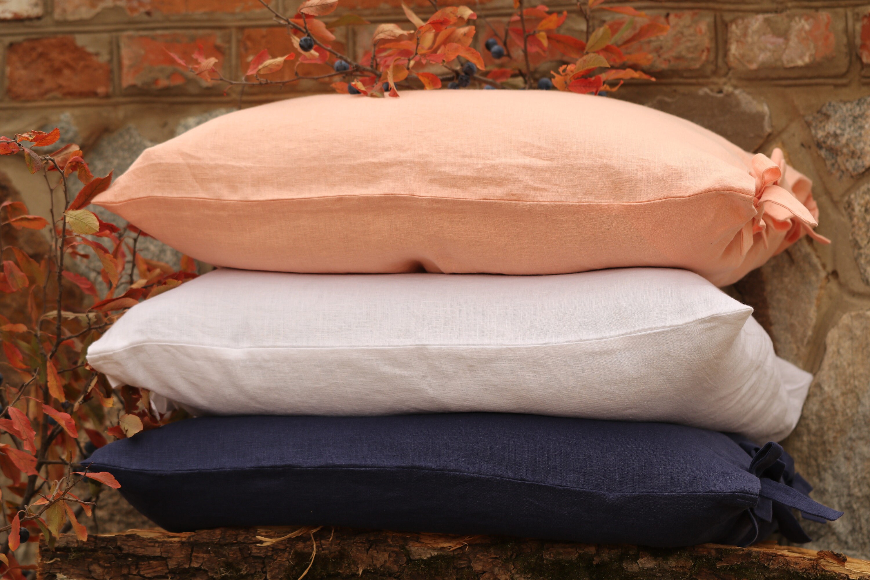 Blush Pink Pillow Cover With Ties Standard Size Pillow - Etsy