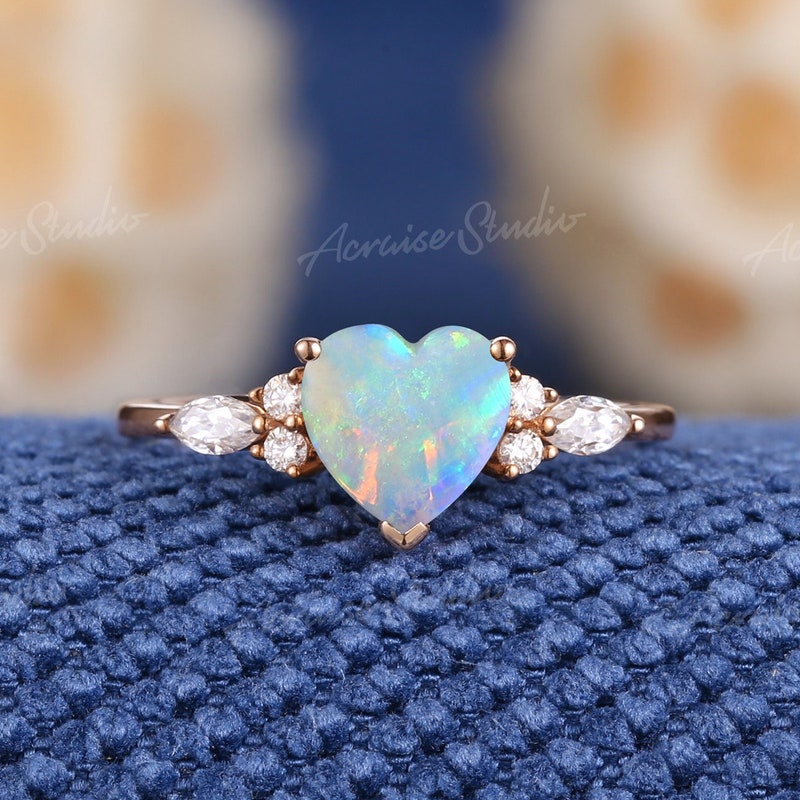 Opal Heart Ring - Etsy