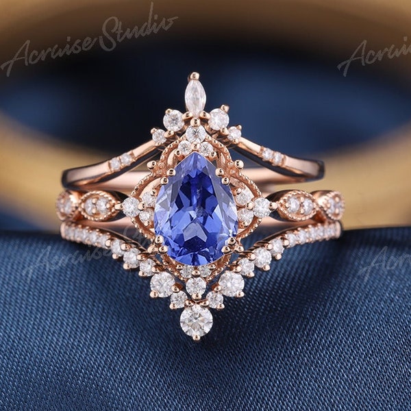 Sapphire Wedding Set for Women - Etsy