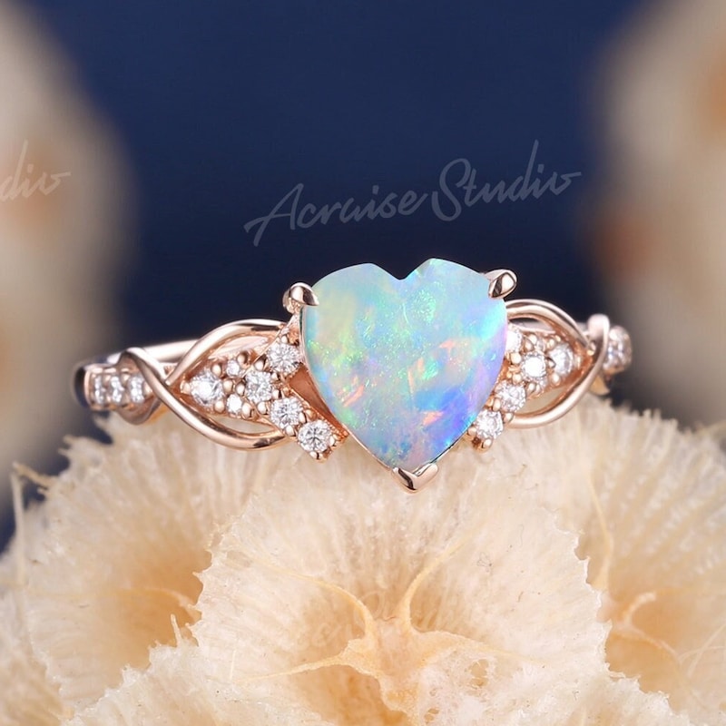 Opal Heart Ring - Etsy
