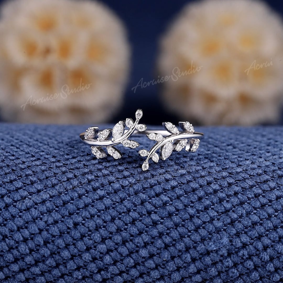Diamond Leaf Ring Women Dainty Leaves Ring Adjustable Vines Ring Open ...