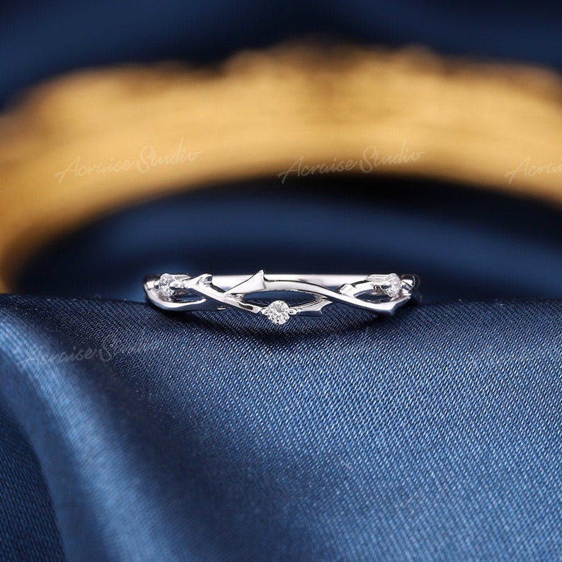 Twisted Wedding Band Women White Gold Twig Wedding Band Floral - Etsy