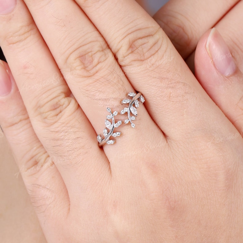Diamond Leaf Ring Women Dainty Leaves Ring Adjustable Vines Ring Open Leaf Ring Vintage Solid ...