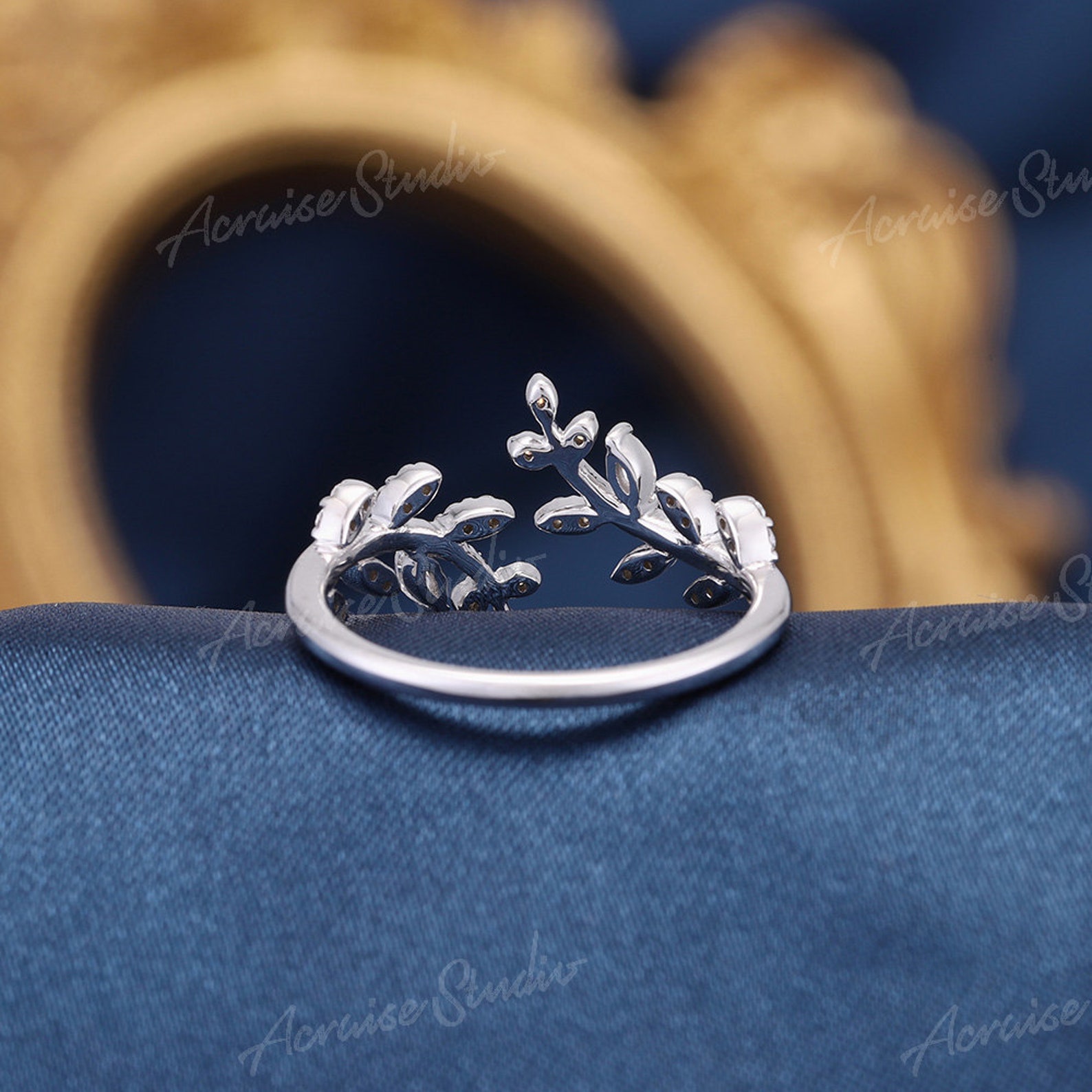 Diamond Leaf Ring Women Dainty Leaves Ring Adjustable Vines - Etsy