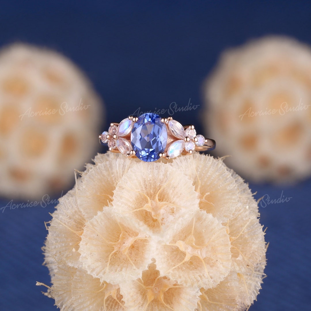 Unique Sapphire Engagement Ring Nature Inspired Rose Gold Sapphire ...