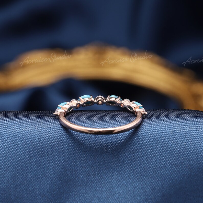 Turquoise Wedding Band Rose Gold Turquoise Engagement Ring | Etsy