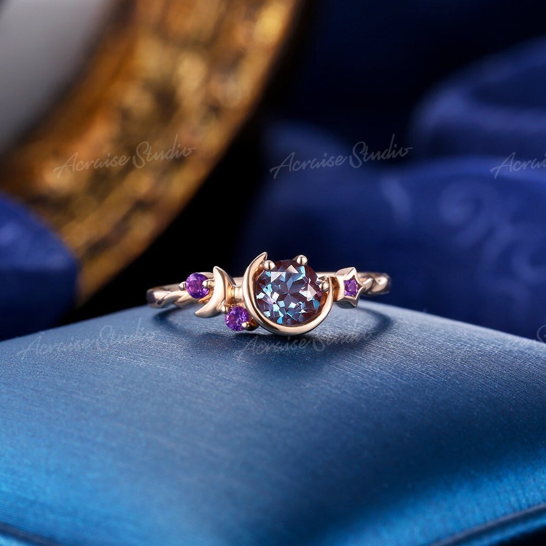 Vintage Alexandrite Engagement Ring Sailor Moon Inspired Design Wedding ...