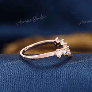 Vintage Open Wedding Band Diamond 14K 18K Rose Gold Unique Wedding Band ...