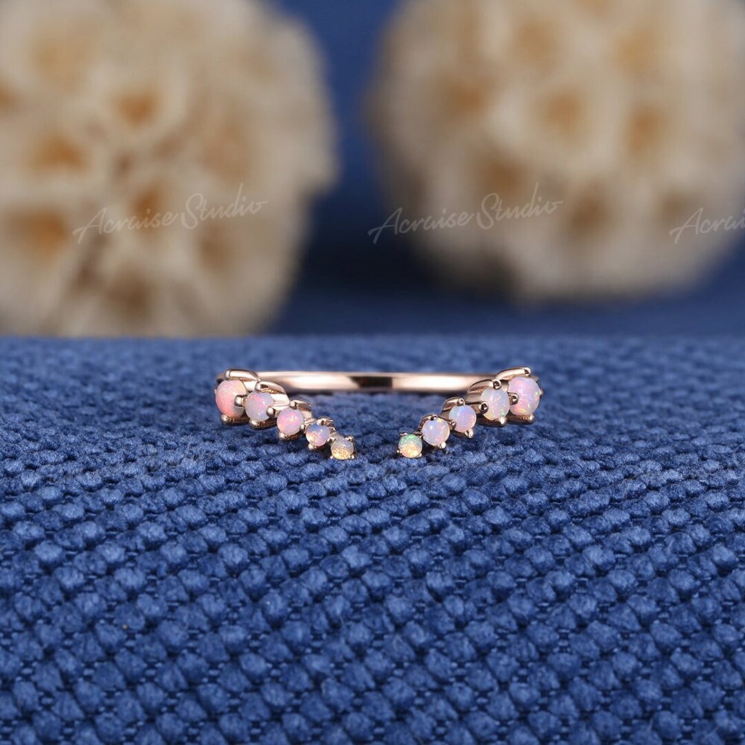 Opal Wedding Band Vintage Unique Open Wedding Band Vintage Opal ...