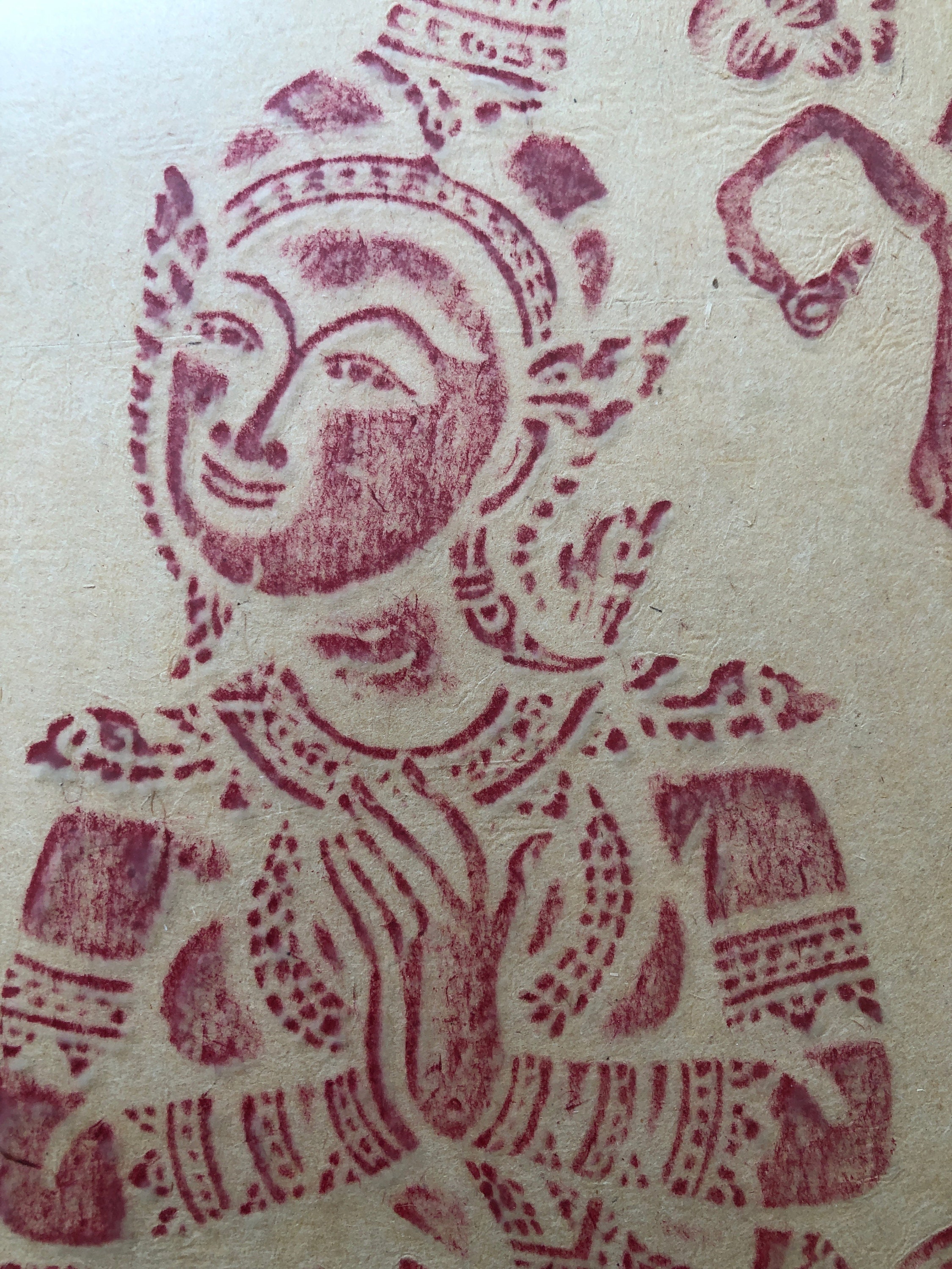 Midcentury Angkor Wat Temple Rubbing in Red Ink on Rice Paper, Framed ...