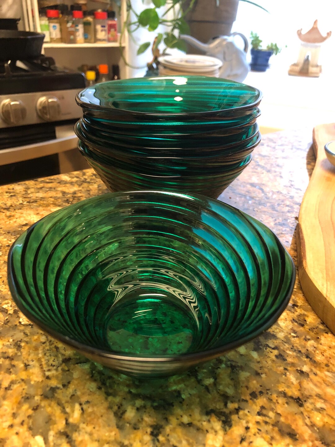 Emerald Green Midcentury Glass Bowls, Set of 6 - Etsy