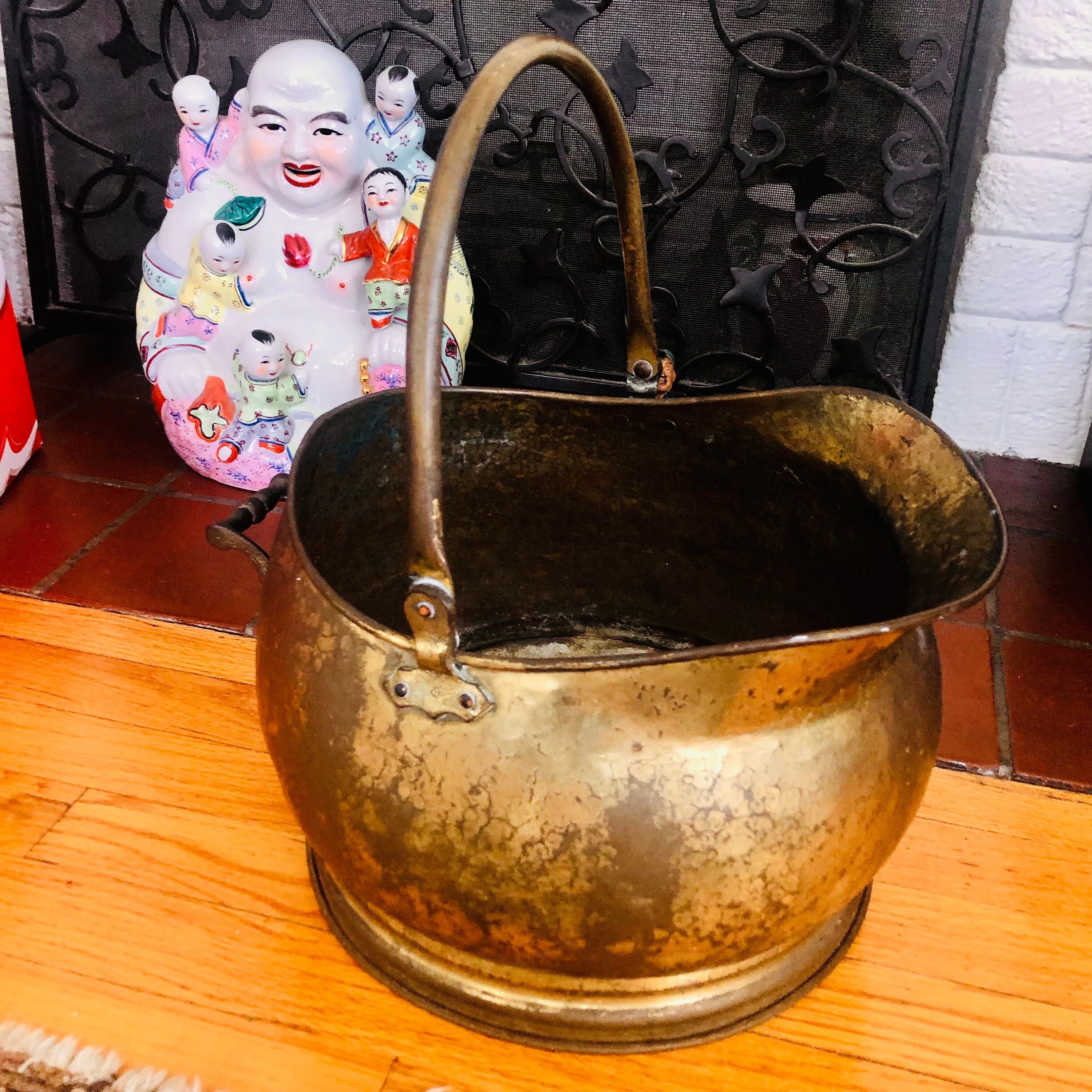 Antique Brass and Copper Helmet Style Coal Firewood Kindling Ash ...