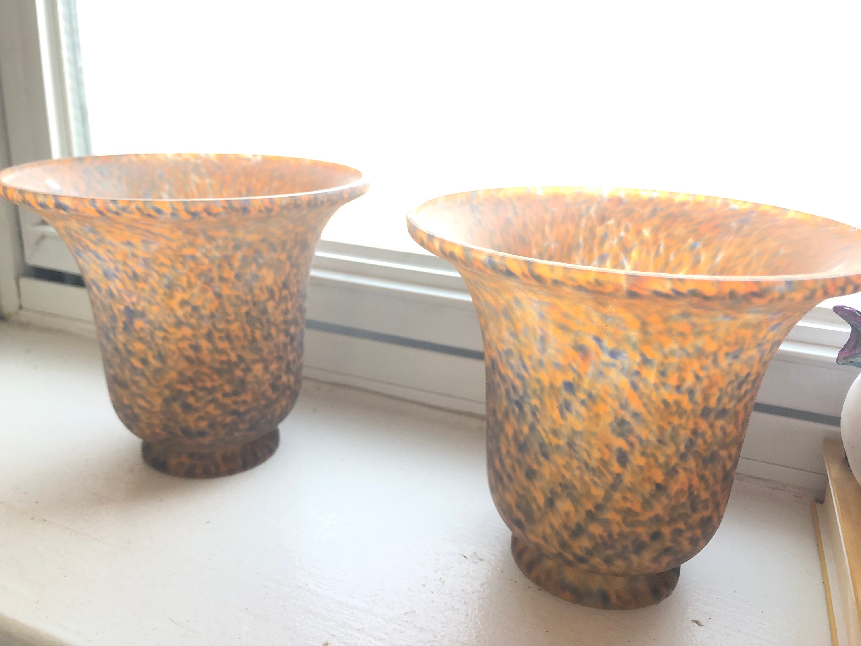 French Vintage Vianne Glass Handblown Sconce Shades, a Pair Exotic of ...