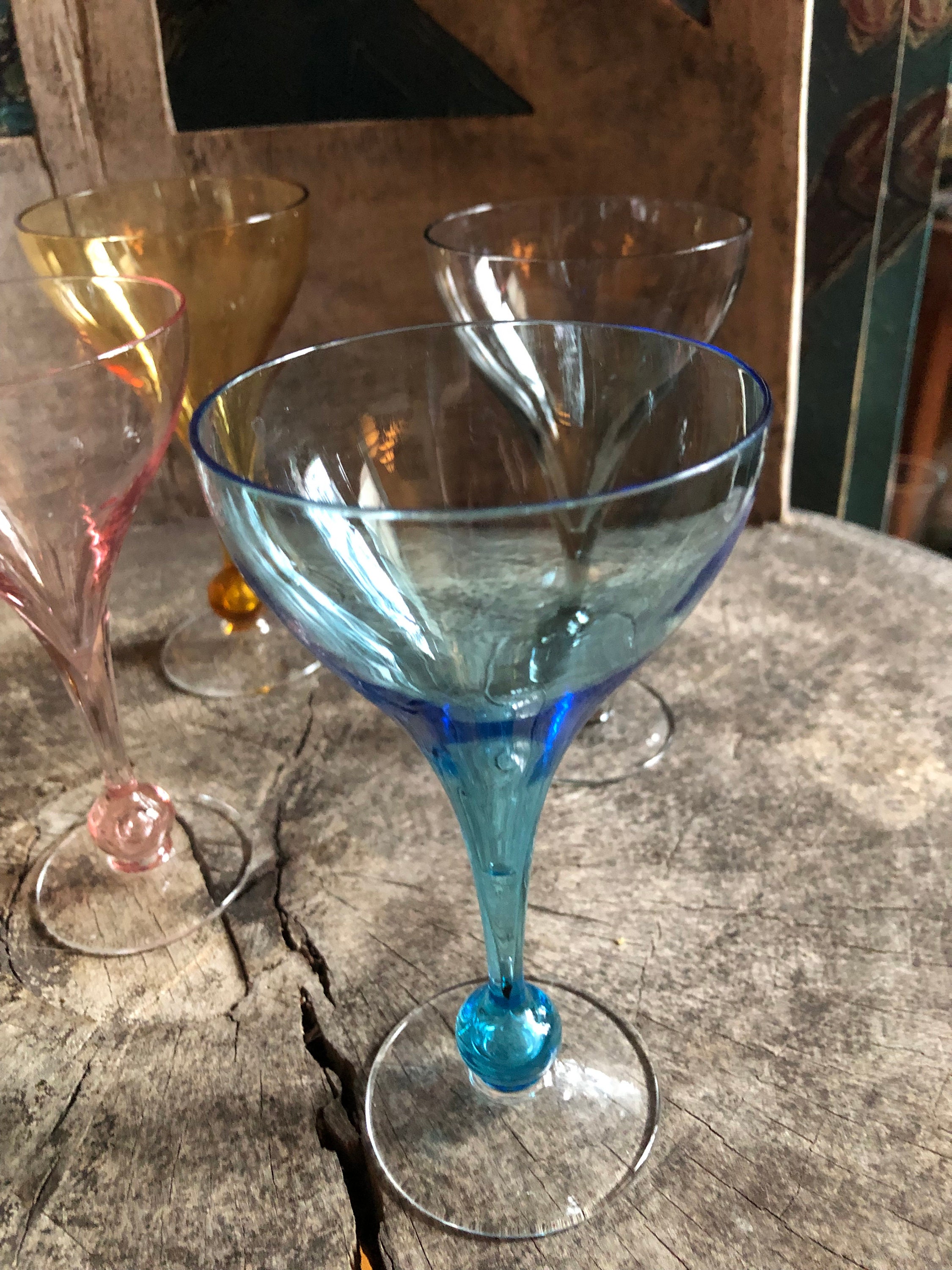 Morgantown Glass Co. 6 Teardrop, Pastel Colored Cocktail Glasses, MCM ...