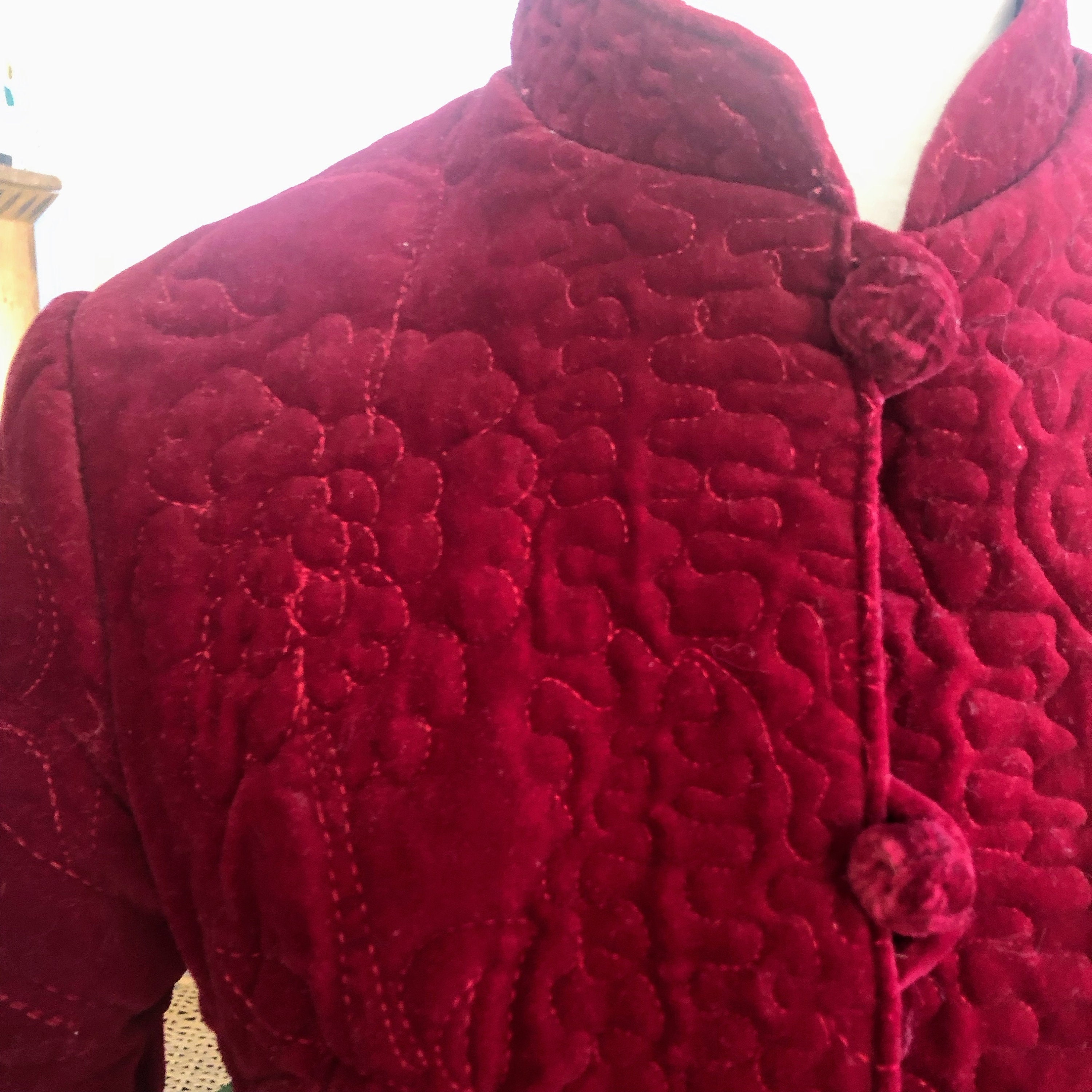 Quilted Wine Colored Velvet Tang Jacket Wool Lined Vintage - Etsy