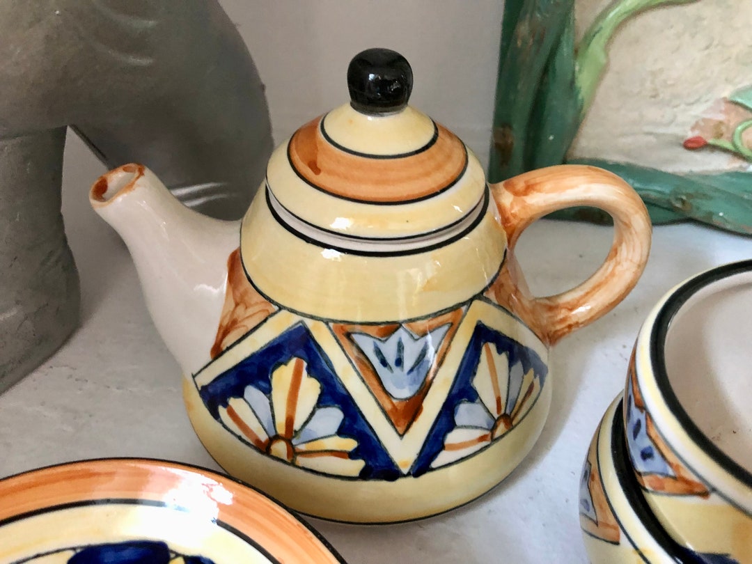 Deruta Italy Hand Painted Chocolate/espresso Set, 6 Cups and Saucers ...