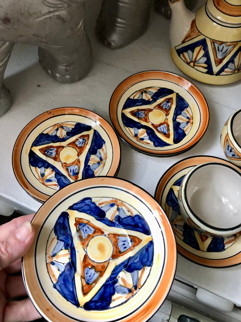 Deruta Italy Hand Painted Chocolate/espresso Set 6 Cups and - Etsy