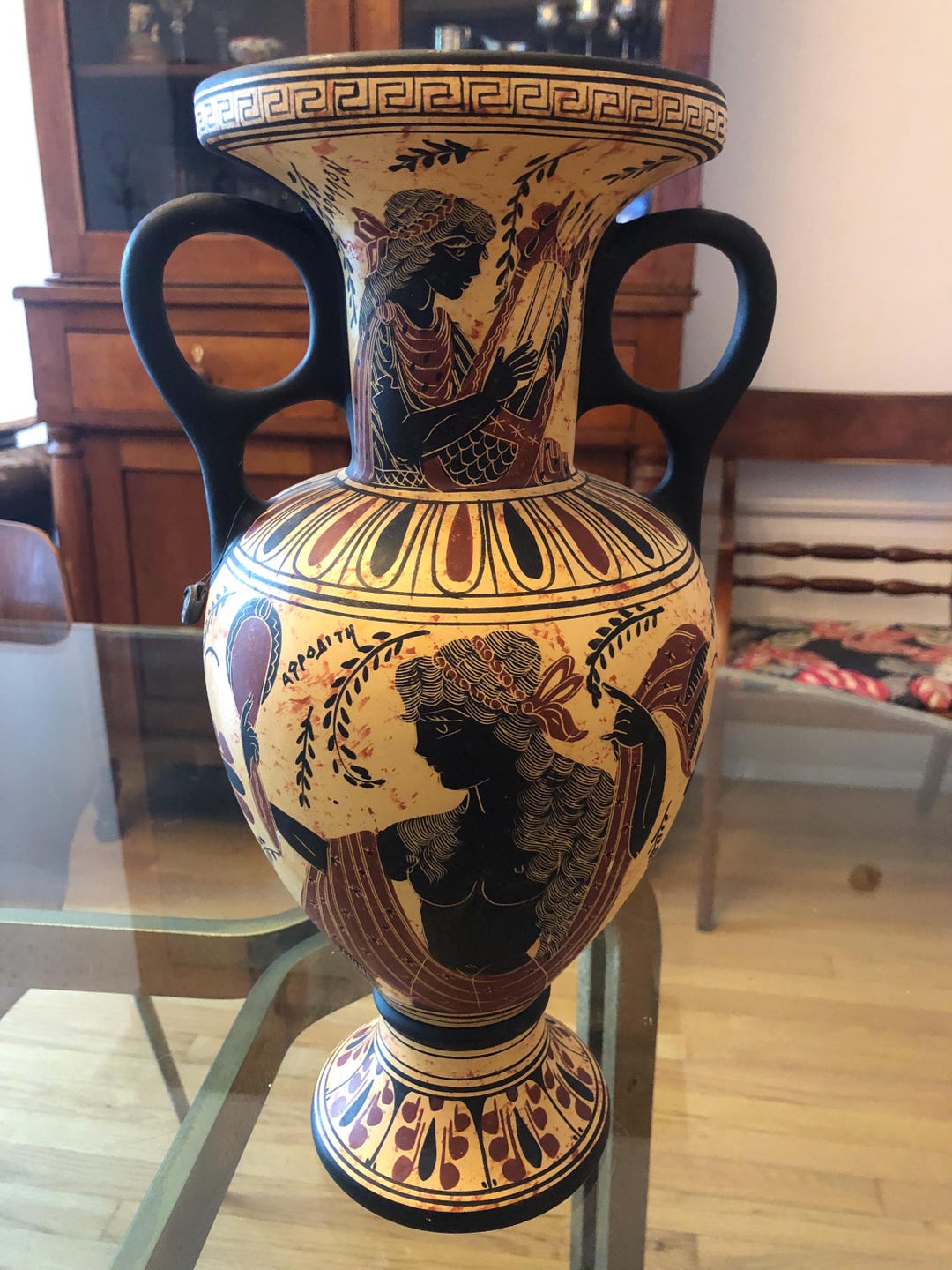 Hand Painted LARGE Pottery Amphora From Greece, With Aphrodite and ...