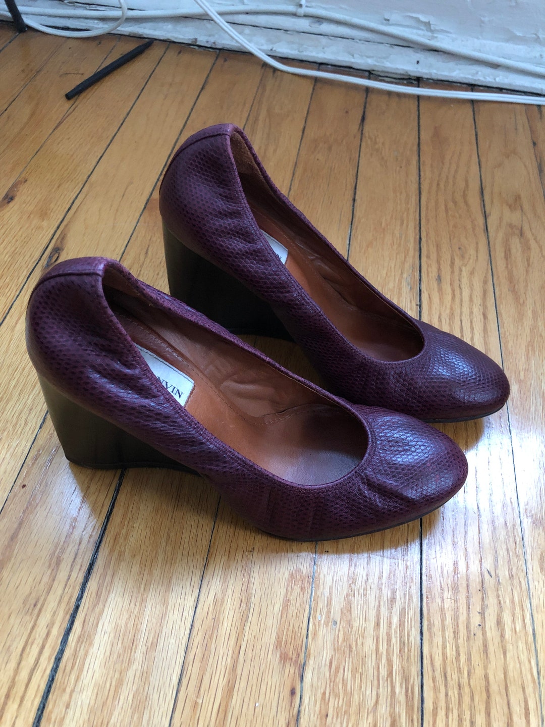 LANVIN French Designer Ballet Wedges, Leather, Ox Blood, Great for Fall ...