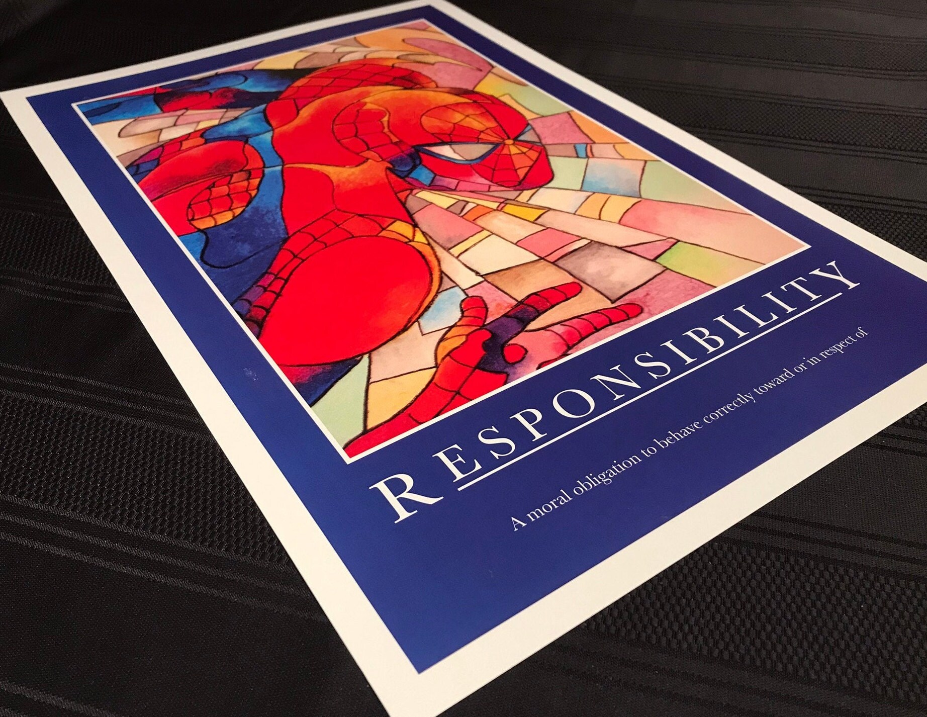 Responsibility 12x18 Motivational Art Print Featuring Spider-man in a ...