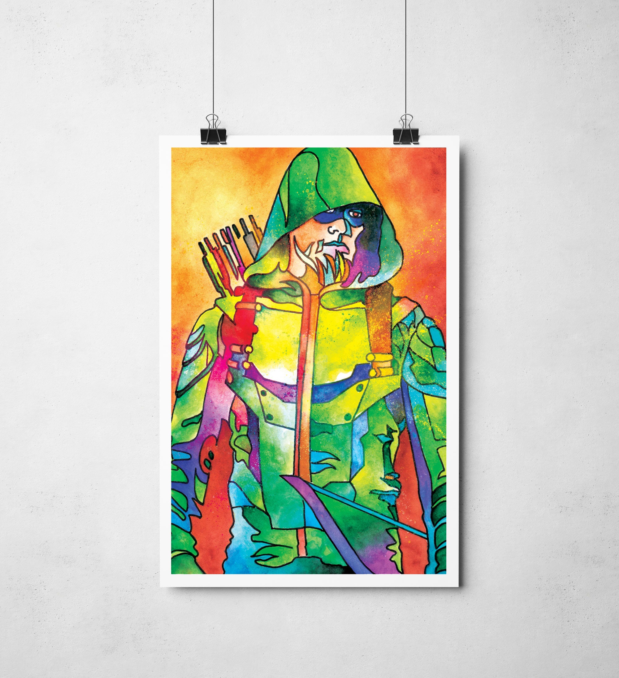 Stained Glass Style Art Print Featuring Green Arrow. - Etsy