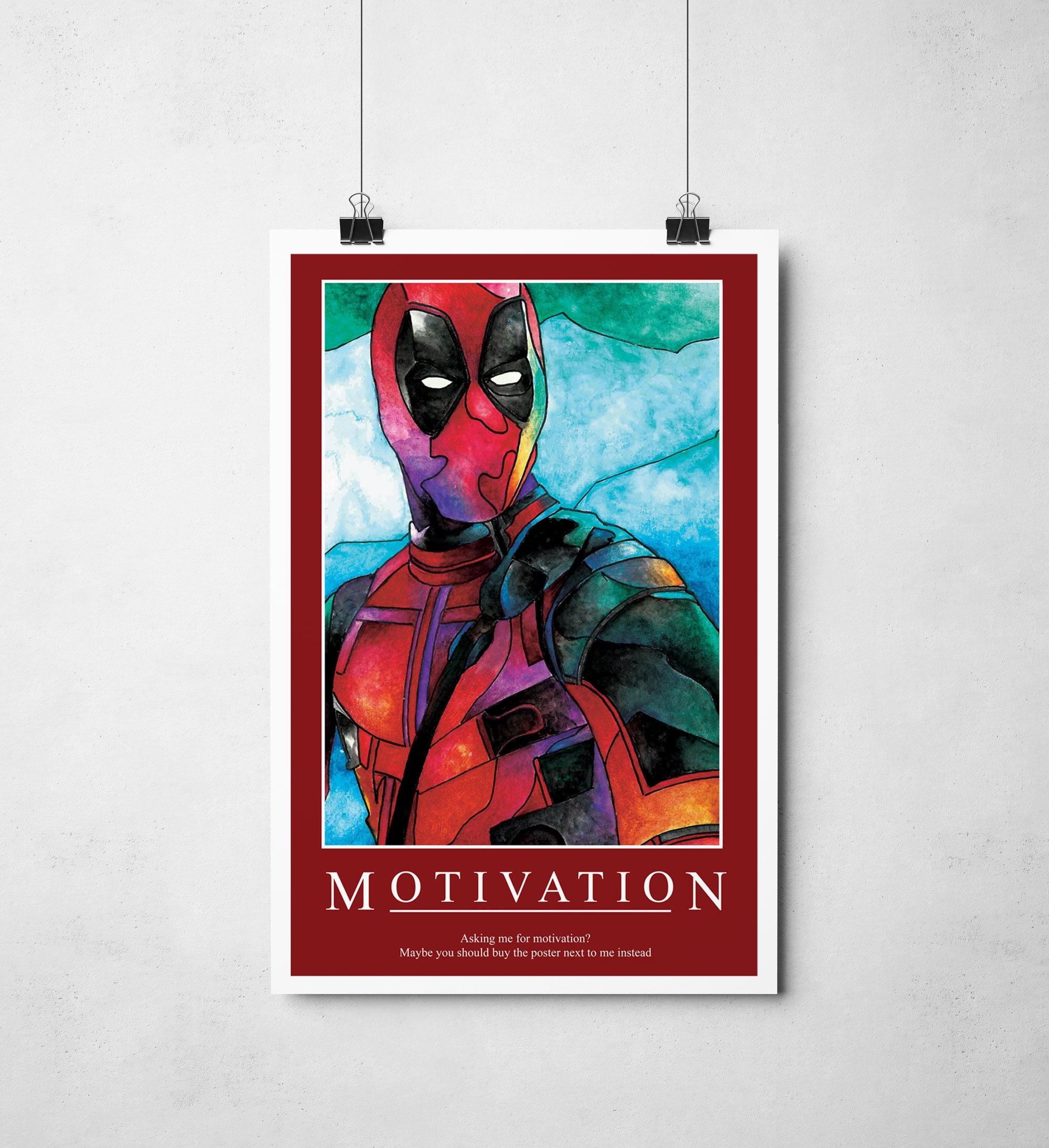 Deadpool 12"x18" Signed Motivational Art Print in Stained Glass Style ...