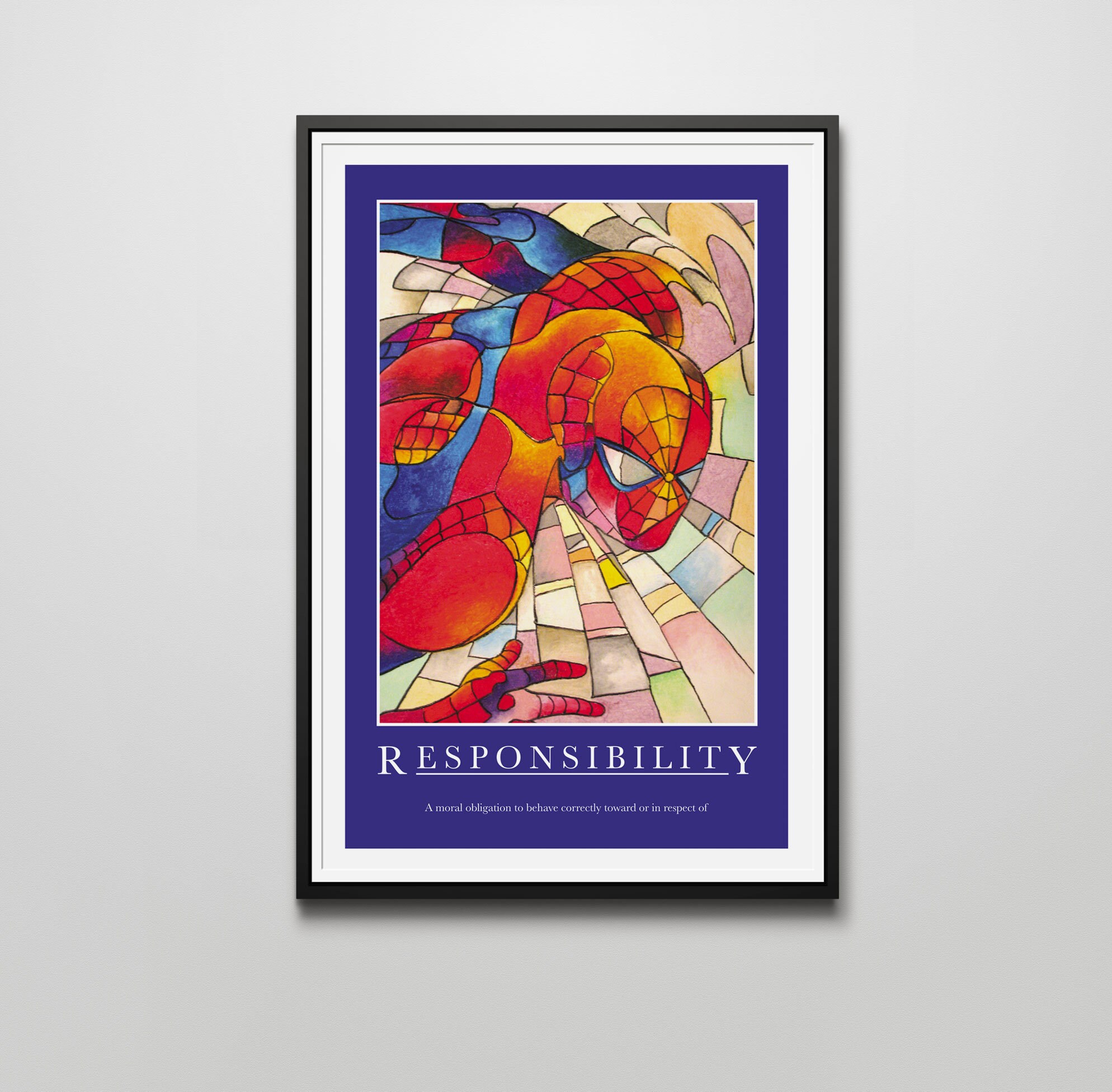 Responsibility 12"x18" Motivational Art Print Featuring Spider-man in a ...