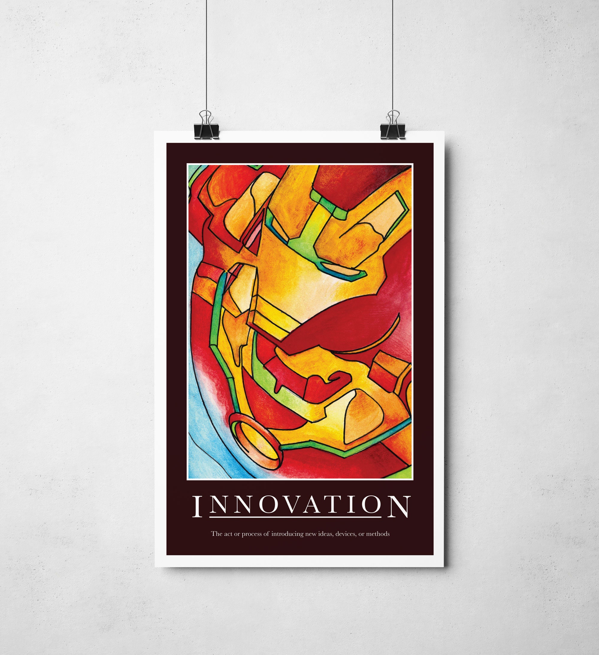 Innovation 12"x18" Motivation Art Print With Iron Man in Stained Glass ...