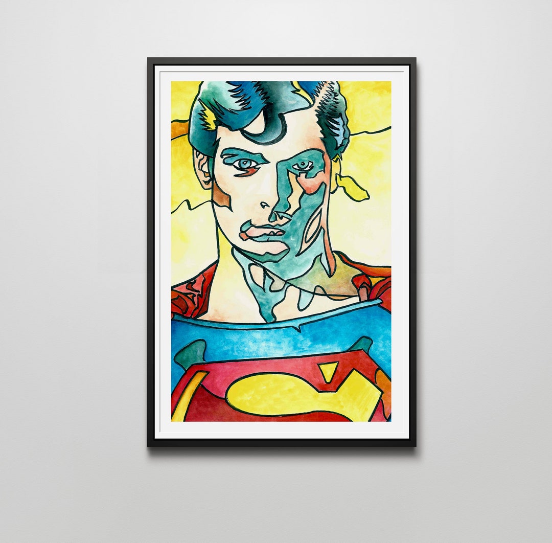 Superman 12"x18" Art Print in Stained Glass Style - Etsy