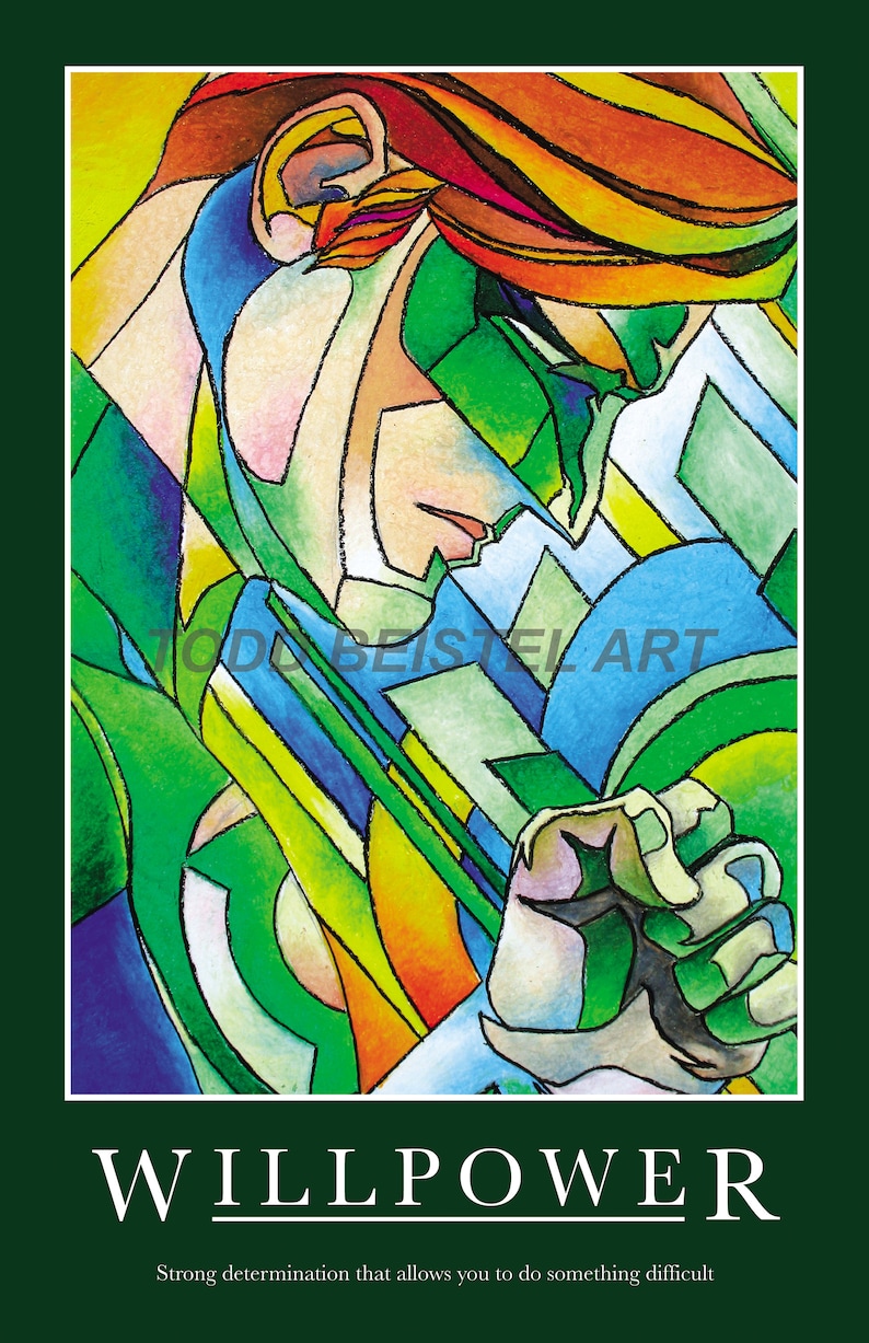 Willpower 12x18 Motivational Art Print in Stained Glass Style ...