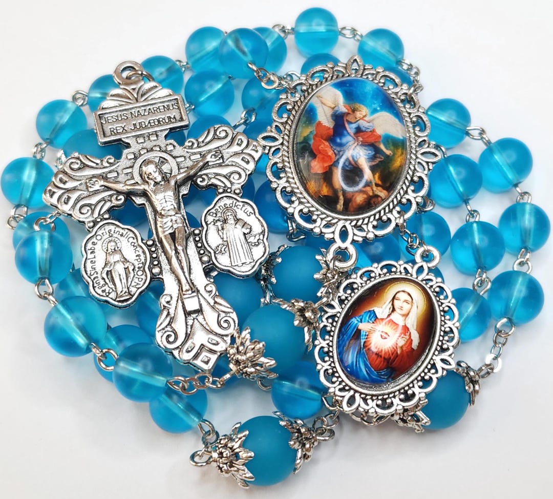 St Michael the Archangel Rosary, Blue Catholic Rosary, Catholic Gift ...