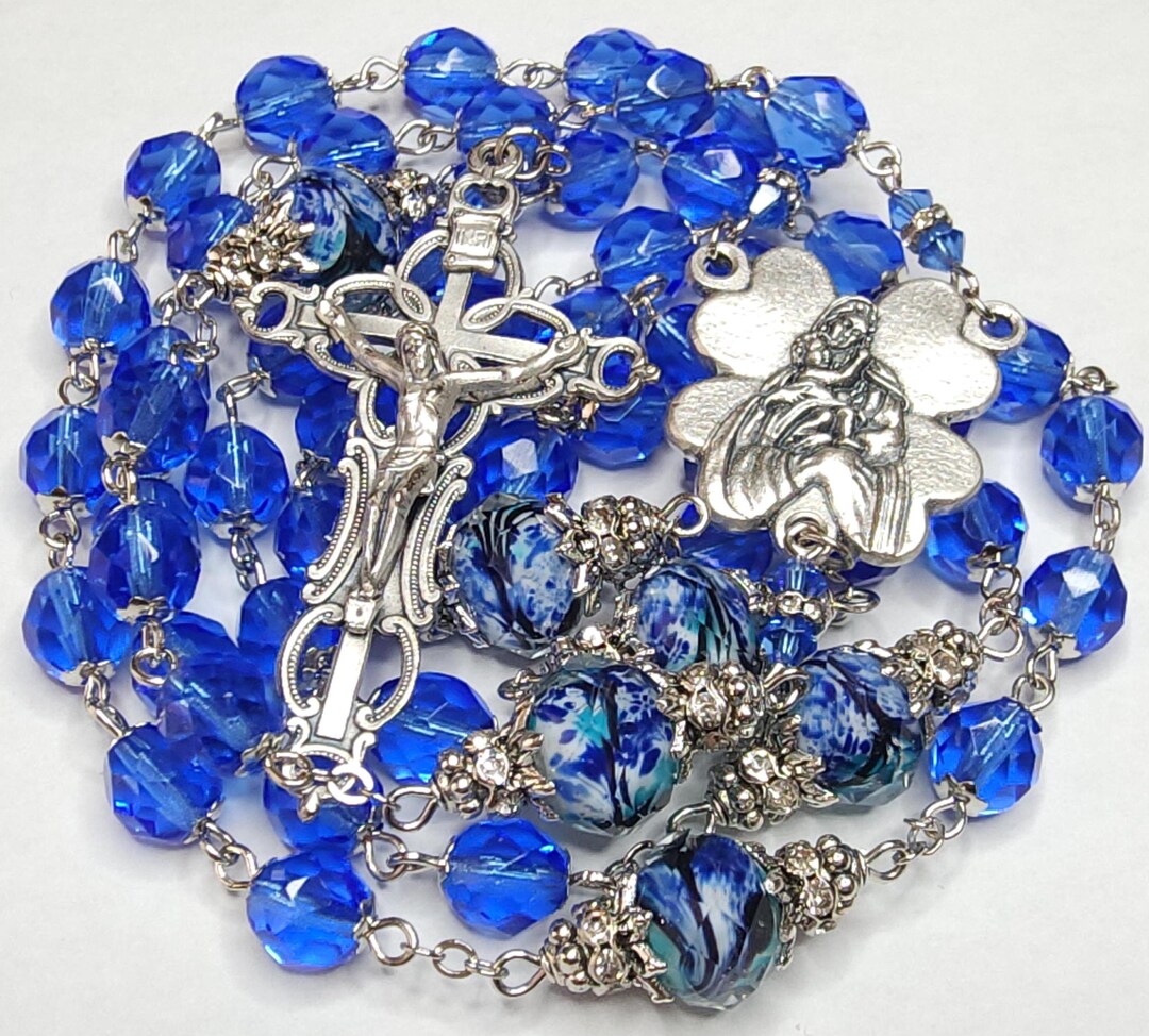 Mother and Child Blue Catholic Rosary, Mother's Day Gift Rosary ...