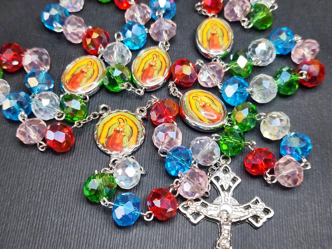 Our Lady of Guadalupe Rosary, Large Catholic Rosary, Colorful Crystal ...