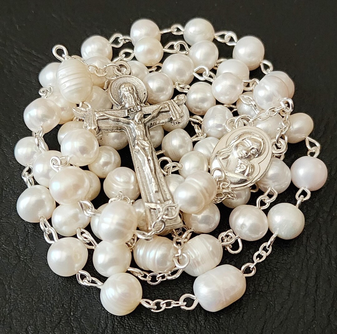 Freshwater Pearl Rosary, Catholic Rosary, First Communion, Confirmation ...