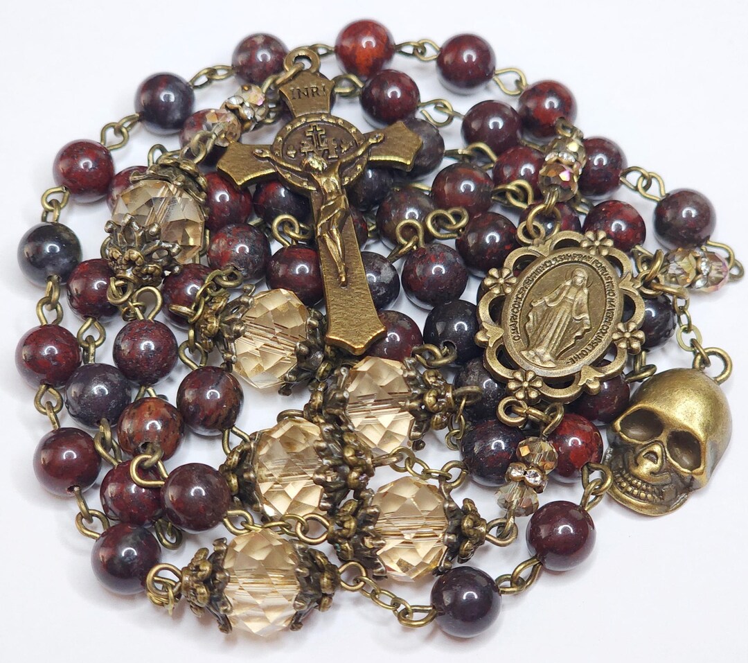 Memento Mori Rosary - Bronze Skull - Personalized - Catholic Gift - Etsy
