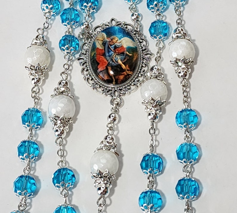 St Michael the Archangel Rosary, Catholic Rosary, Blue Holy Rosary, Catholic Gift, Women's ...