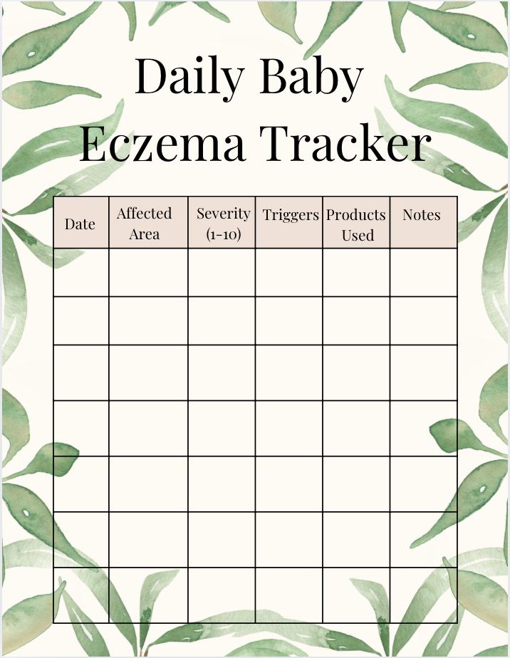 Baby Eczema Tracker Printable: Natural Remedy Log for Sensitive Skin ...