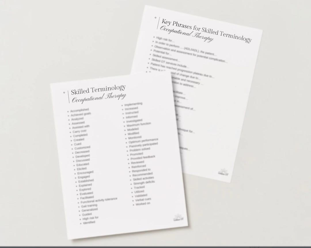 Occupational Therapy Skilled Terminology and Phrases - Etsy