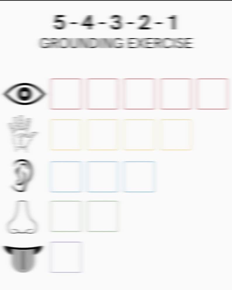 5-4-3-2-1 Grounding Exercise Handout - Etsy