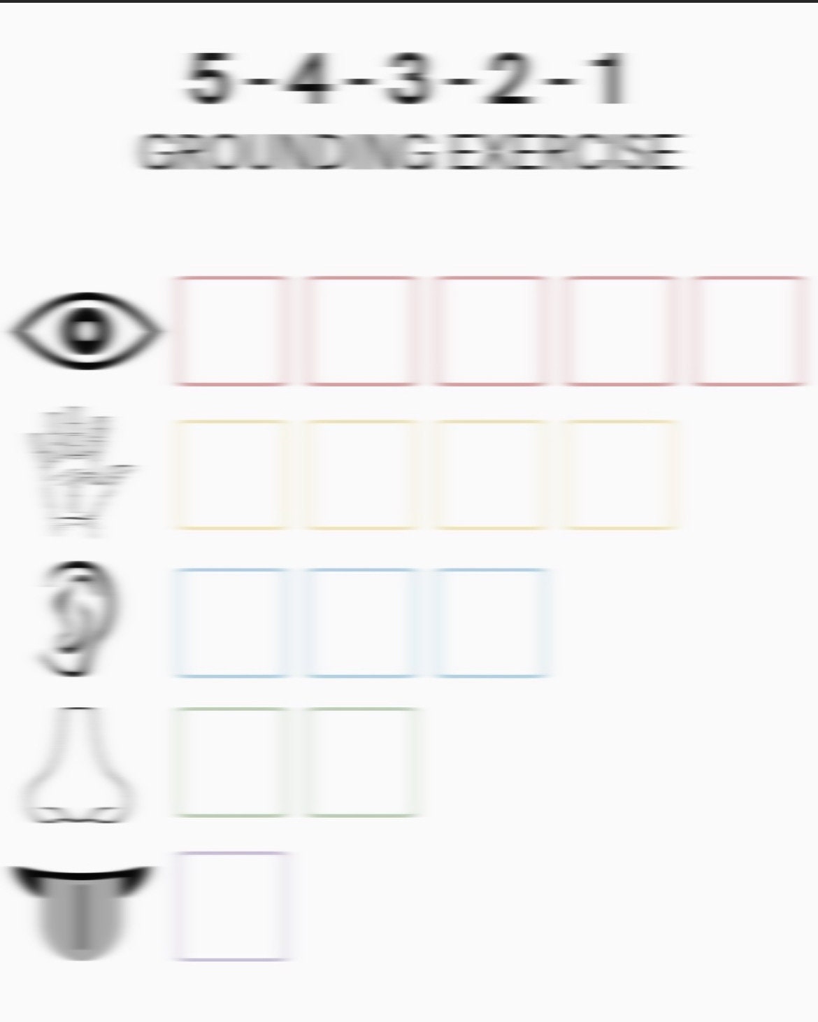 5-4-3-2-1 Grounding Exercise Handout - Etsy
