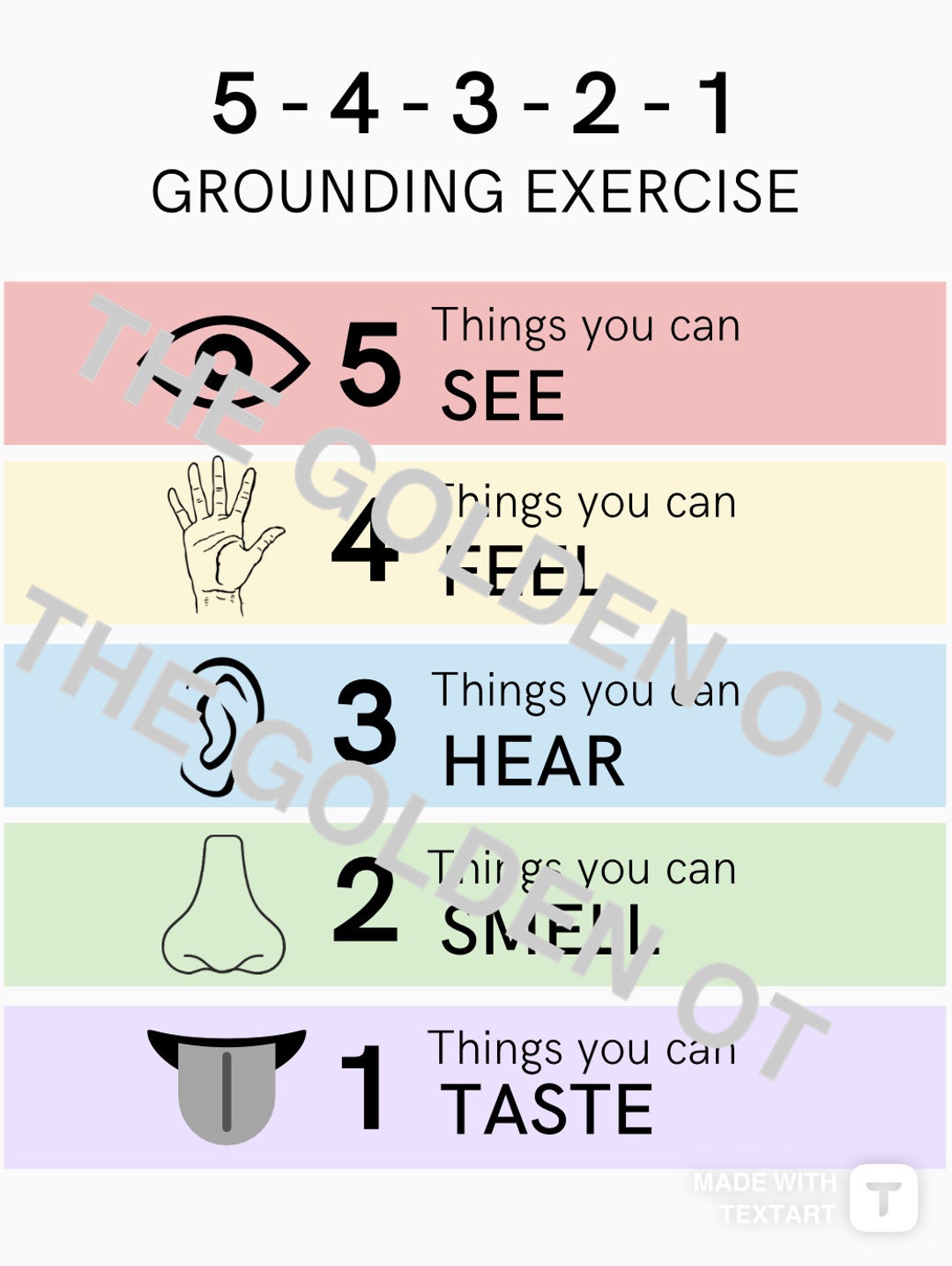 5-4-3-2-1 Grounding Exercise Handout - Etsy