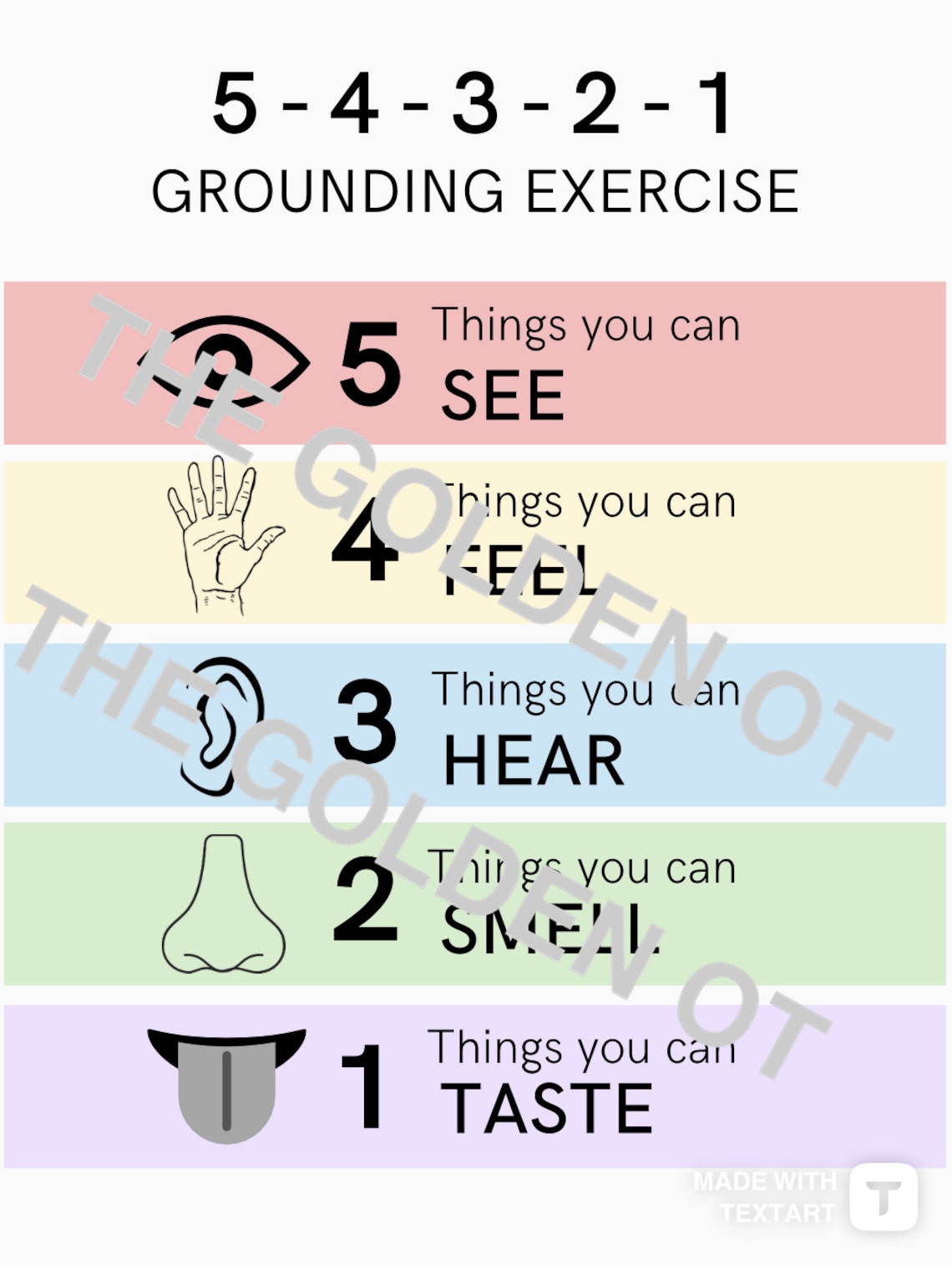 5-4-3-2-1 Grounding Exercise Handout - Etsy