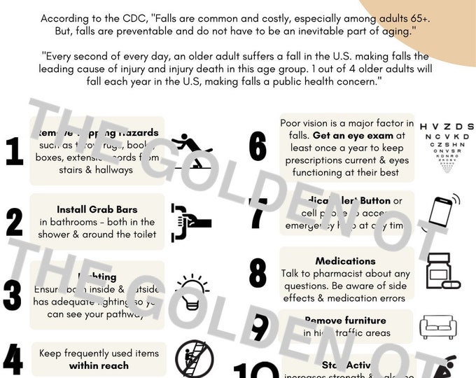 Fall Prevention Tips Handout - Etsy